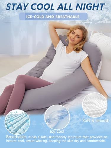 Bedbee Pregnancy Pillow, Removable Cover Premium U Shaped Maternity Pillow, Support Back, HIPS, Legs, Belly for Pregnant Women Sleeping (Dark Grey)