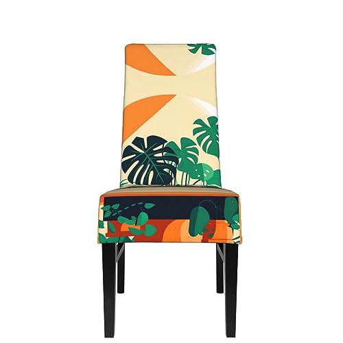 Cartoon Turtle Back Bamboo Pattern Elastic Polyester Ammonia Dining Chair Cover - Protection Cover for Dining Chair Removable