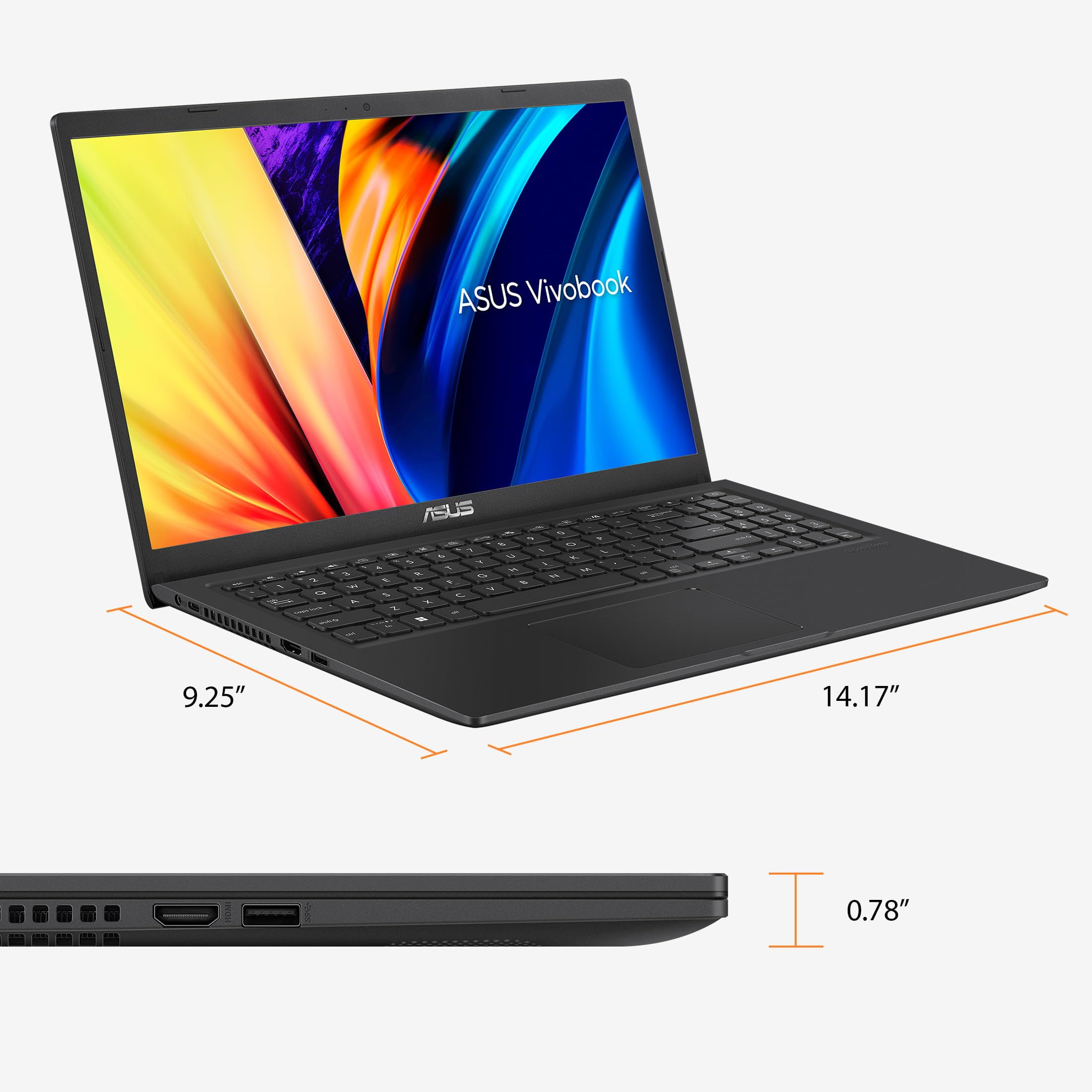 ASUS Vivobook F1500EA 15.6" FHD IPS Premium Laptop, 11th Gen Intel 4-Core i5-1135G7 Upto 4.2GHz, 12GB RAM, 512GB PCIe SSD, Intel Iris Xe Graphics, USB-C, Windows 11 Home + HDMI Cable, Black