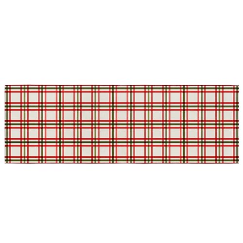 Miaklek Christmas Farmhouse Lattice Kitchen Mats for Floor Anti Fatigue Mats for Kitchen Floor Kitchen Rugs Cushioned Mats Non Slip Comfort Standing Kitchen Rugs Set of 2, Red and Green Plaid