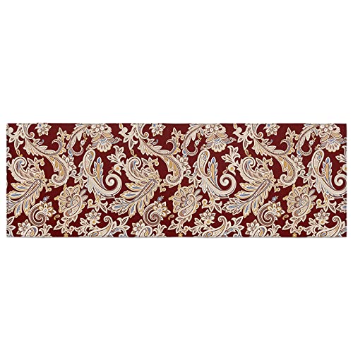 Paisley Kitchen Mats Anti Fatigue 1 Piece, Kitchen Mats for Floor, Comfort Mat for Kitchen Floor, Non Skid Mats for Kitchen,Office,Sink,Oven,Laundry, Vintage Mandala Cashew Flower Floral Texture Red