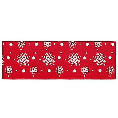 Miaklek Red Snowflakes Rugs for Kitchen Floor, Farmhouse Kitchen Mats Cushioned Anti Fatigue 1 Piece Set, Anti-Fatigue Mats Kitchen Runner Rug 18x47.2in, Seasonal Winter Christmas Holiday Decorations