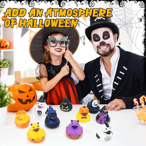 QPEY Halloween Rubber Ducks: 20 PCS Assorted 2 Inch Rubber Ducks, 10 Styles, Perfect for Jeeps Ducking, Party Favors, Decor, Gifts, Ages 3+