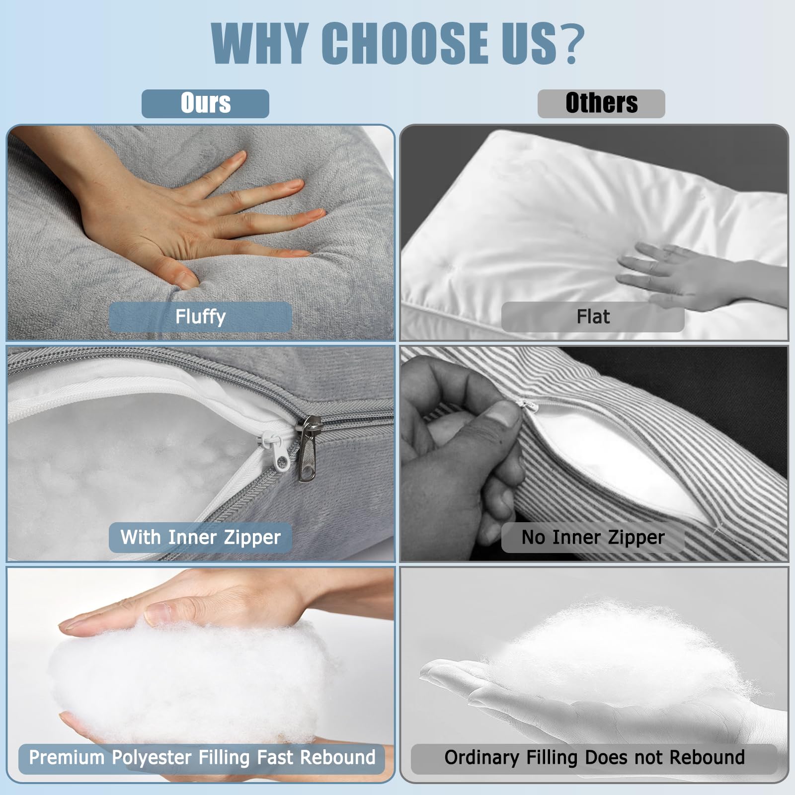 RIJINHONGMU Pregnancy Pillows, U-Shape Full Body Pillow β Grey