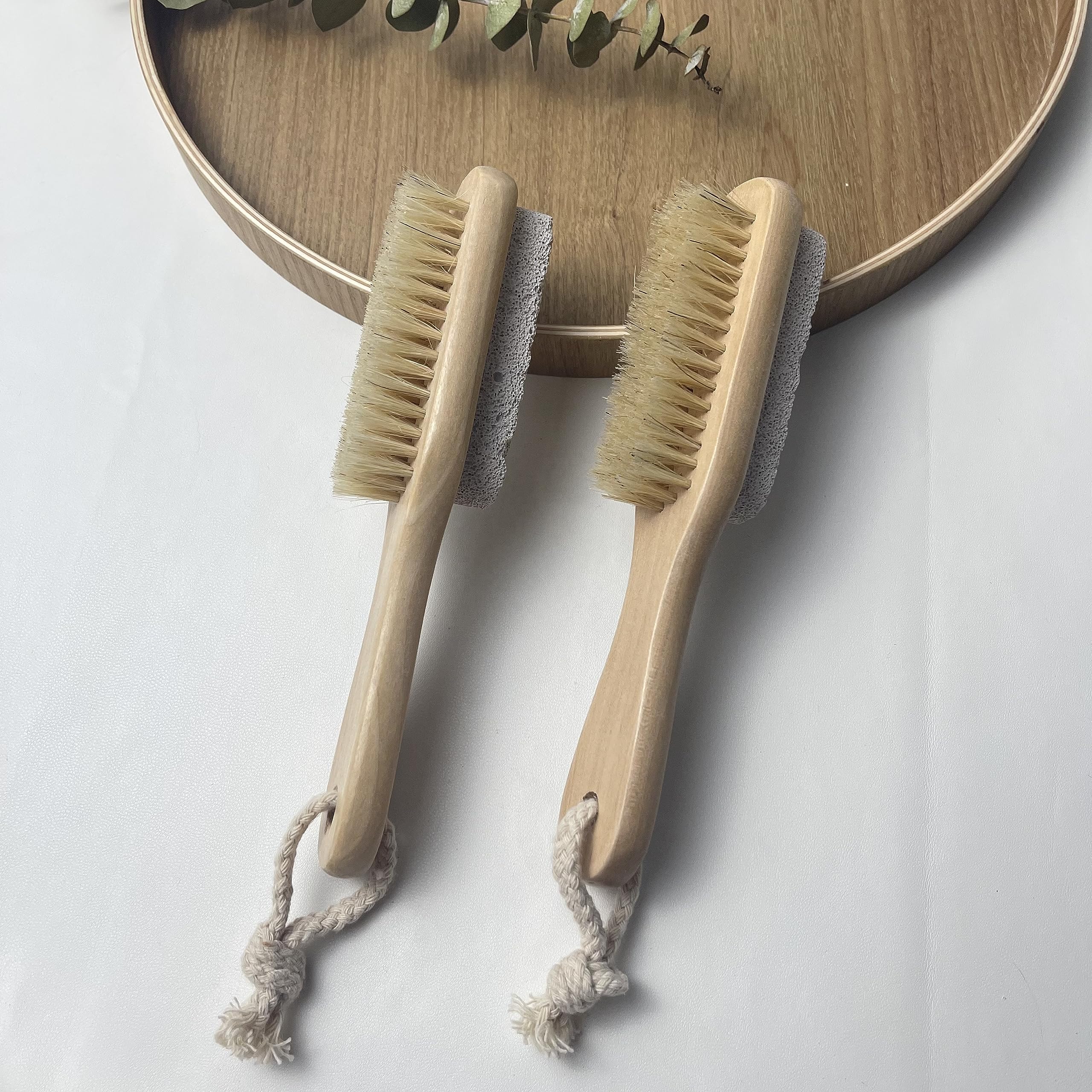 High Thyme FARMacy Pumice Stone for Feet with Natural Bristle Nail Brush - 7.25" Pumice Stone for Feet Callus Remover - Foot Pumice