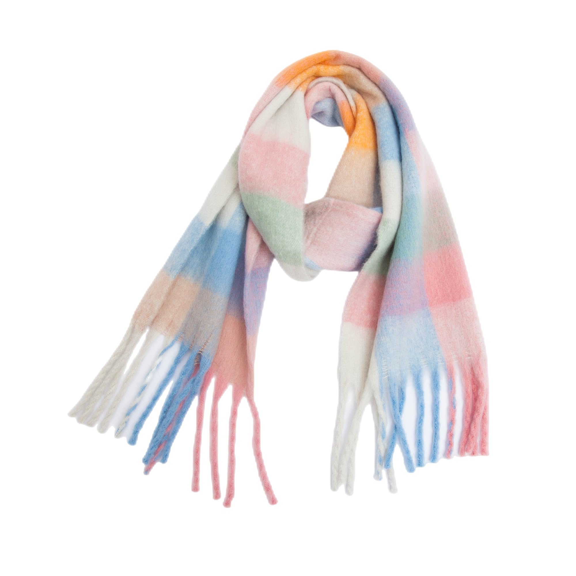 Yatemiole Women's Cashmere Big Coloured Checked Scarf Winter Warm Wrap Scarf (Pattern - 16)