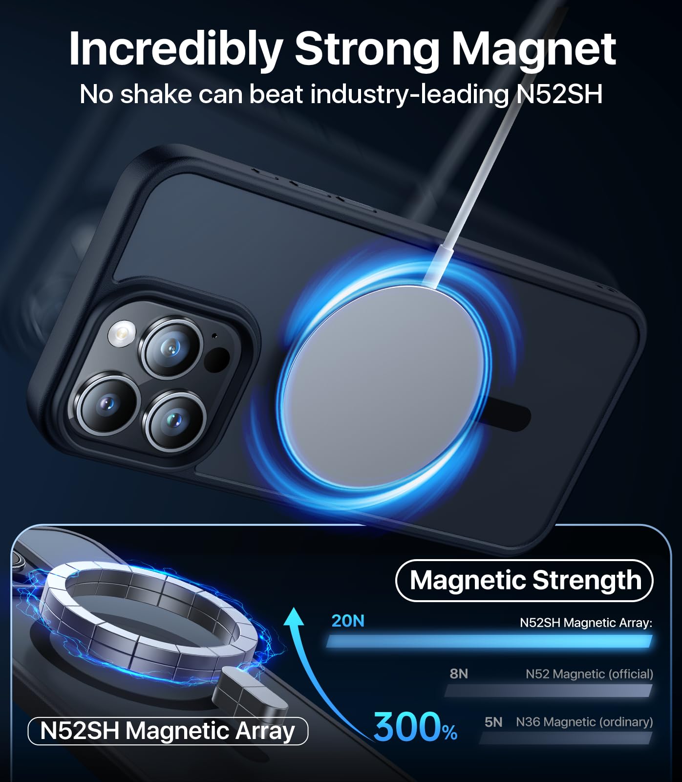 Aulofe Strong Magnetic for iPhone 15 Pro Max Case, [Compatible with MagSafe] [Military-Grade Drop Tested] Shockproof Protective Slim Translucent Matte Cover for iPhone 15 Pro Max Phone Case, Black