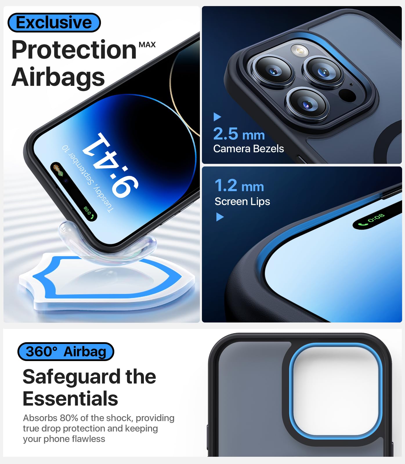 Aulofe Strong Magnetic for iPhone 15 Pro Max Case, [Compatible with MagSafe] [Military-Grade Drop Tested] Shockproof Protective Slim Translucent Matte Cover for iPhone 15 Pro Max Phone Case, Black