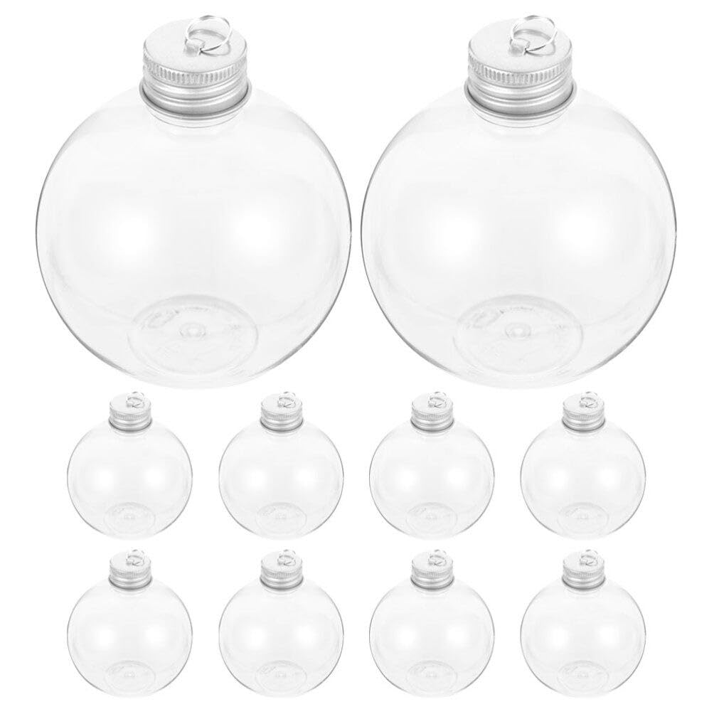 Unomor Fillable Drink Tree Ornaments 10pcs Fillable s Clear Plastic Light Bulb Shaped Bottle Empty Xmas Baubles for Christmas Party Favor Supplies Silver Christmas Ornaments Ball