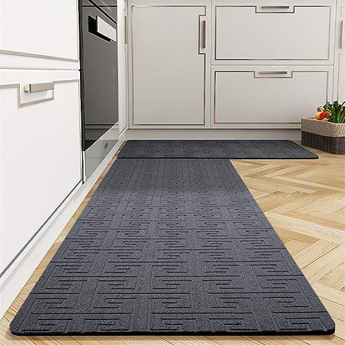 GIBZ Absorbent Kitchen Mat Anti Fatigue & Non Slip Floor Rug Cushioned Runner for Home Sink Entryway, Red, 40×60cm