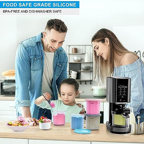 EVANEM 2/4/6PCS Creami Deluxe Pints, for Ninja Pints,16 OZ Ice Cream Pints Cup Dishwasher Safe,Leak Proof Compatible with NC299AMZ,NC300s Series Ice Cream Makers,Green-4PCS