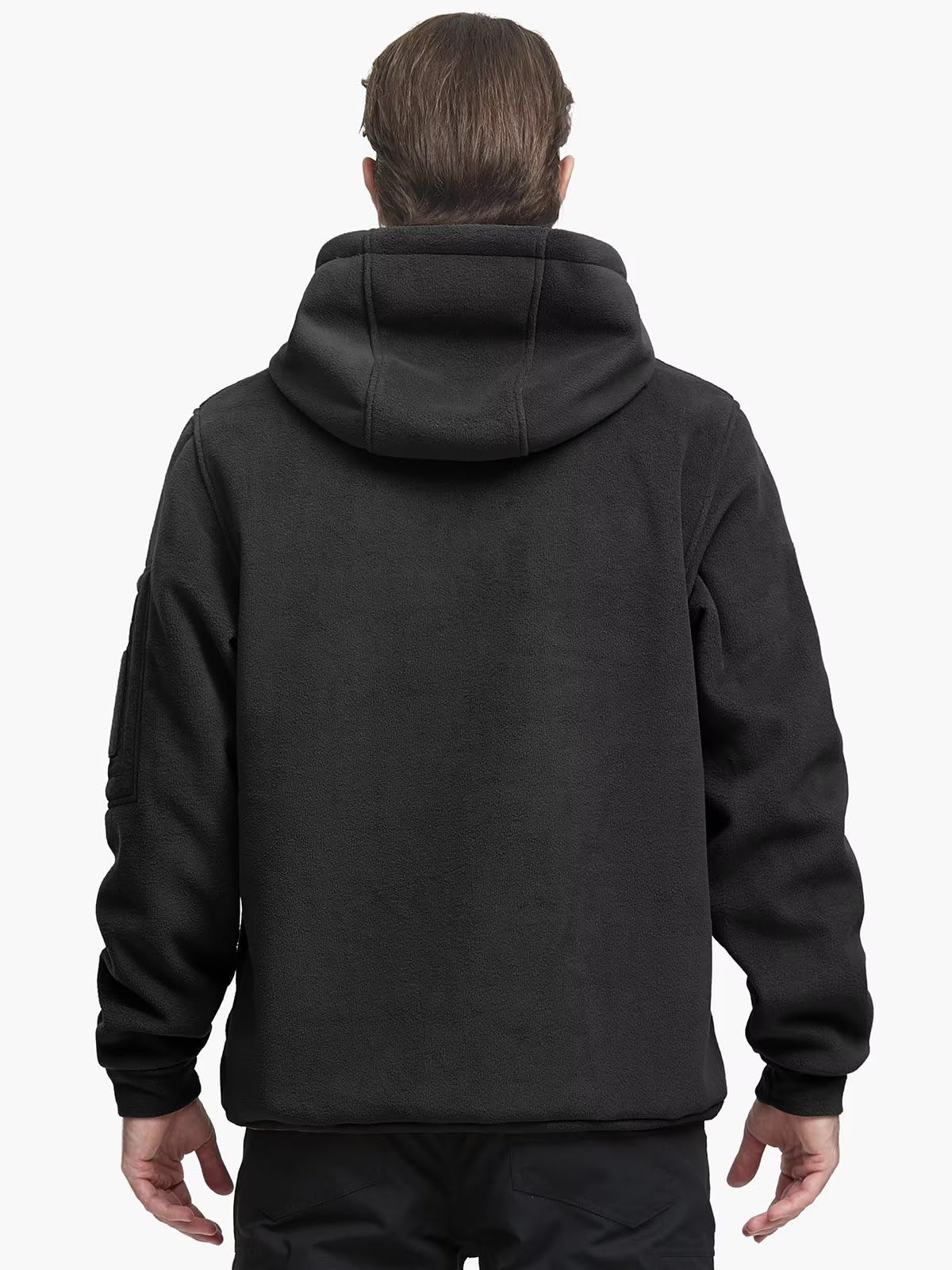 FREE SOLDIER Men's Tactical Winter Fleece Pullover Hoodie Warm Long Fleece lined Hooded Sweatshirt Black