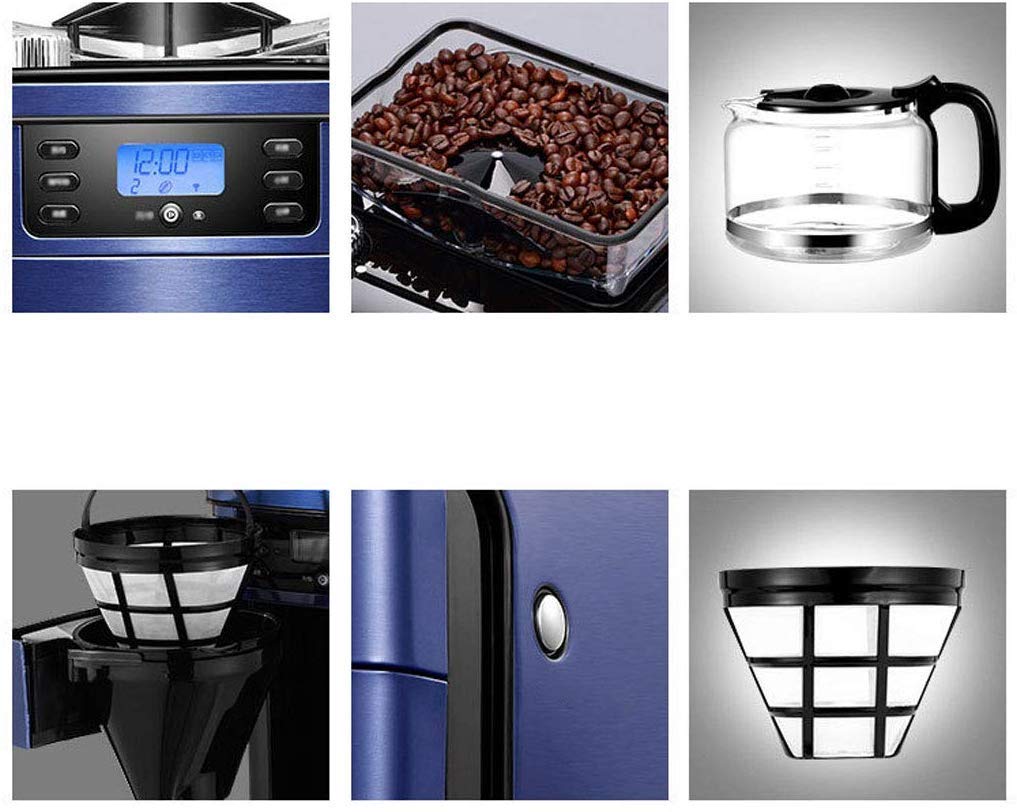 ROLTIN Coffee Machine Coffee Maker 2-12 Cup Programmable Coffee Machine with APP Control Pot Drip Coffee Maker with Timer And Thermal Pot Permanent Filter Coffee Maker Blue