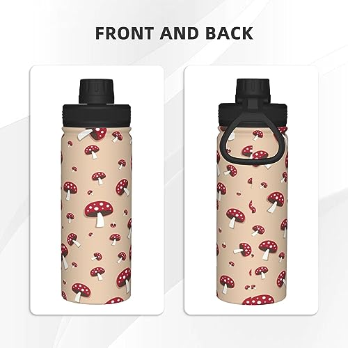 SARNFANS Ladybug 18 oz Sports Water Bottle,Spring Polka Dotted Silhouettes,Stainless Steel Vacuum Insulated Water Bottles,Leakproof Lightweight,Keeps Cold and Hot,Grey