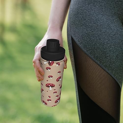 SARNFANS Ladybug 18 oz Sports Water Bottle,Spring Polka Dotted Silhouettes,Stainless Steel Vacuum Insulated Water Bottles,Leakproof Lightweight,Keeps Cold and Hot,Grey