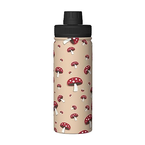 SARNFANS Ladybug 18 oz Sports Water Bottle,Spring Polka Dotted Silhouettes,Stainless Steel Vacuum Insulated Water Bottles,Leakproof Lightweight,Keeps Cold and Hot,Grey