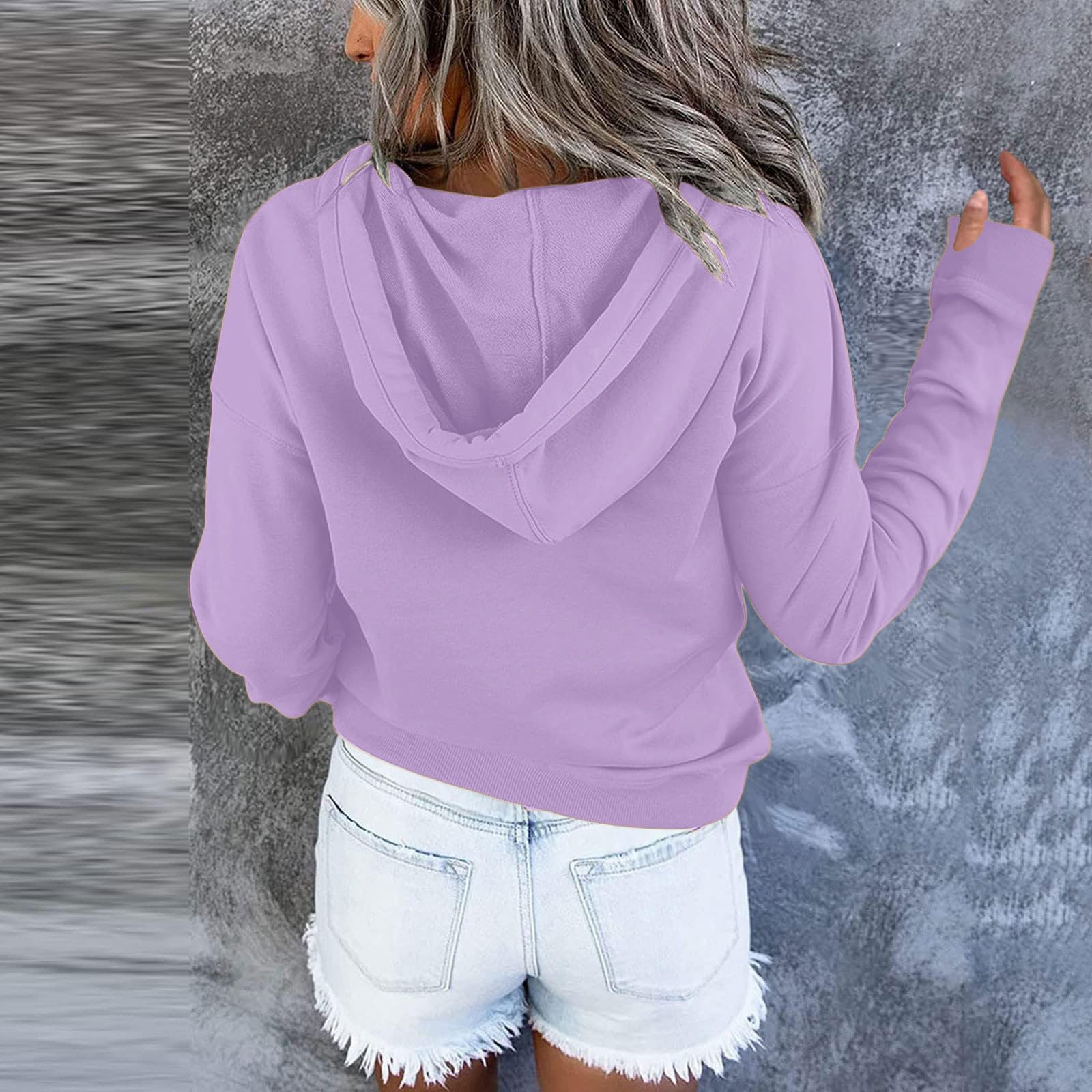 SMIDOW day prime october 2023 Women's Lightweight Full Zip Hoodie Purple L