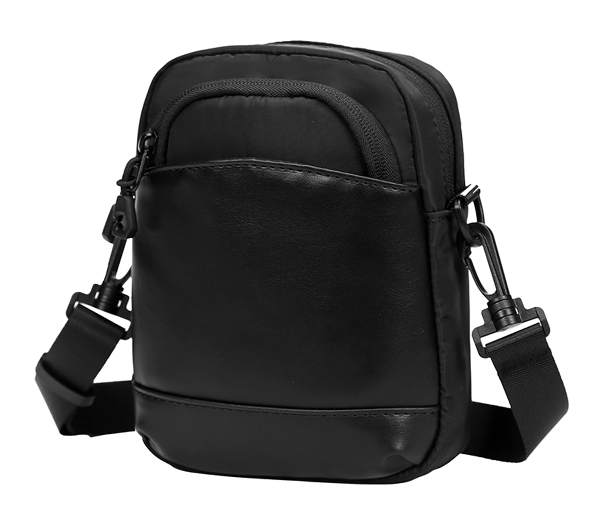 Men's Casual Shoulder Bag Multi-Pocket Oxford Cloth Crossbody Bags Lightweight Small Messenger Bag for Work Commuting (Black)