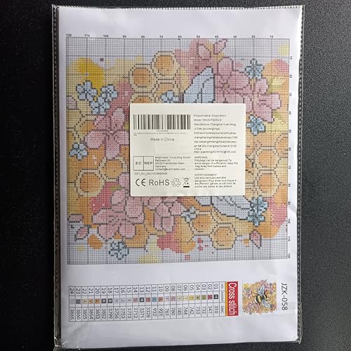 YMJD DIY Cross Stitch Embroidery Kit, 11CT Printed Embroidery Kit DIY Cross Stitch Embroidery Kit – Bee 36 x 36 cm