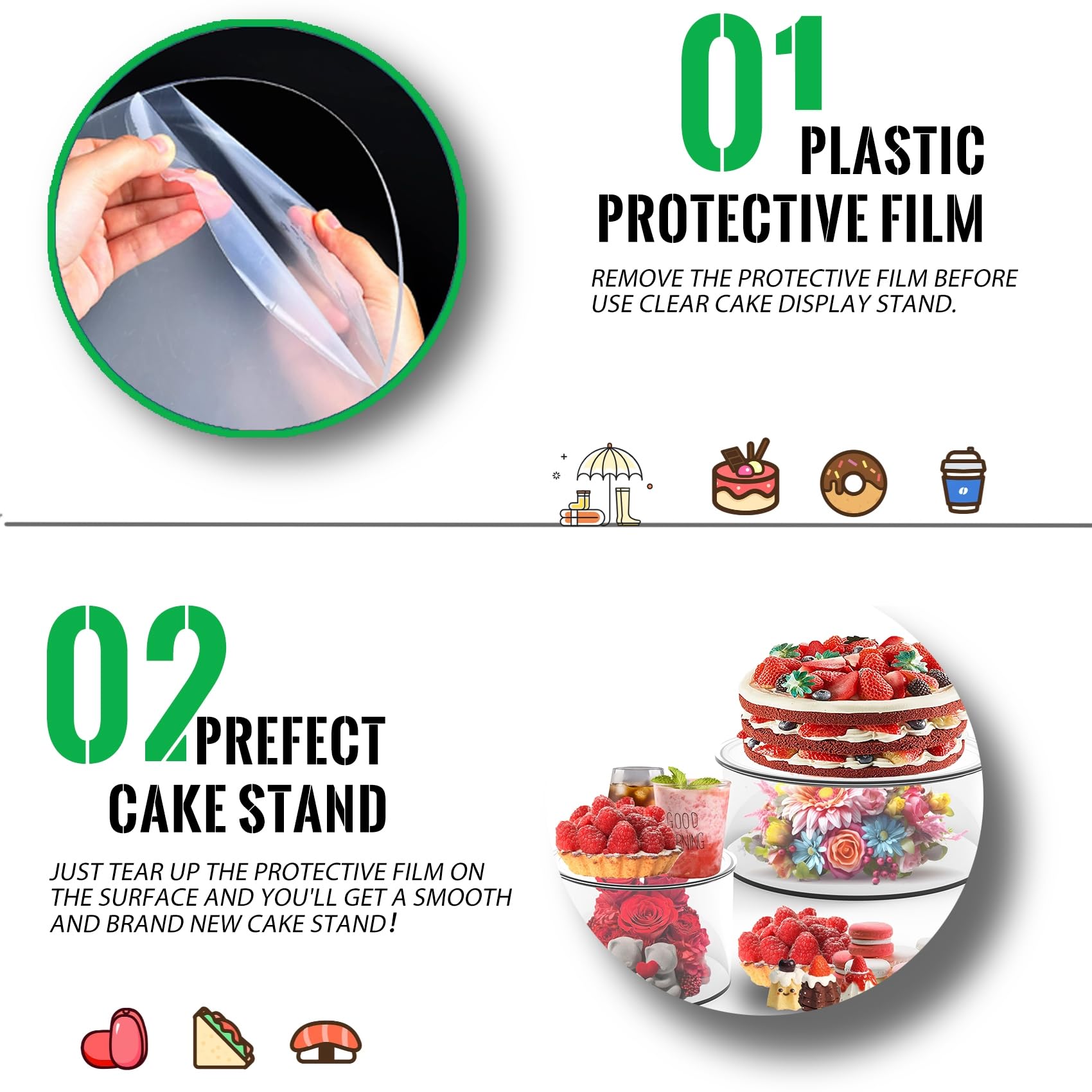 LEPump 2 Pcs Acrylic Fillable Clear Wedding Cake Stands 10 x 4'' and 6 x 4'' Cake Riser Round 2 Tier Cylinder Stand Display Box with Lid Decorative Centerpiece for Party Birthday
