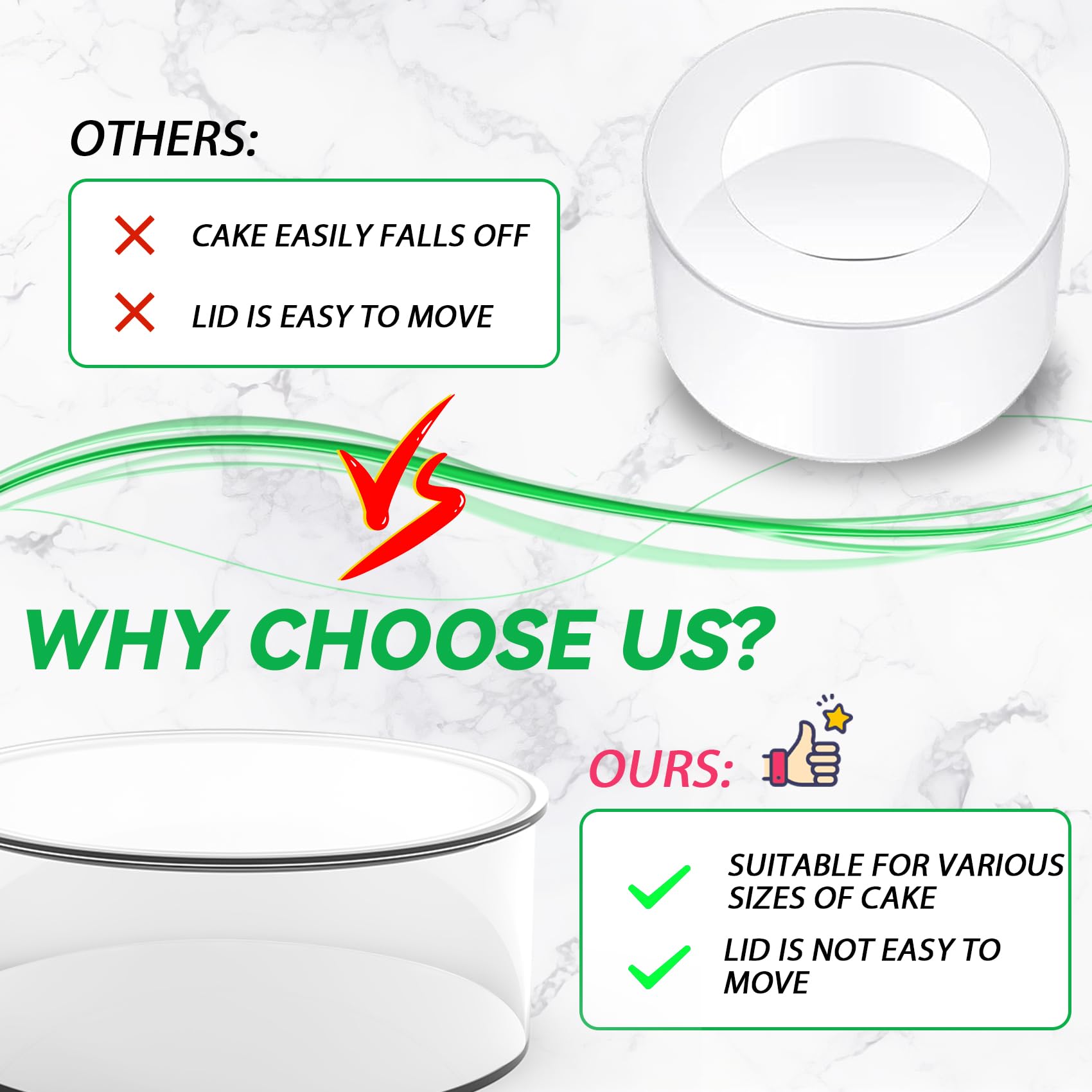LEPump 2 Pcs Acrylic Fillable Clear Wedding Cake Stands 10 x 4'' and 6 x 4'' Cake Riser Round 2 Tier Cylinder Stand Display Box with Lid Decorative Centerpiece for Party Birthday