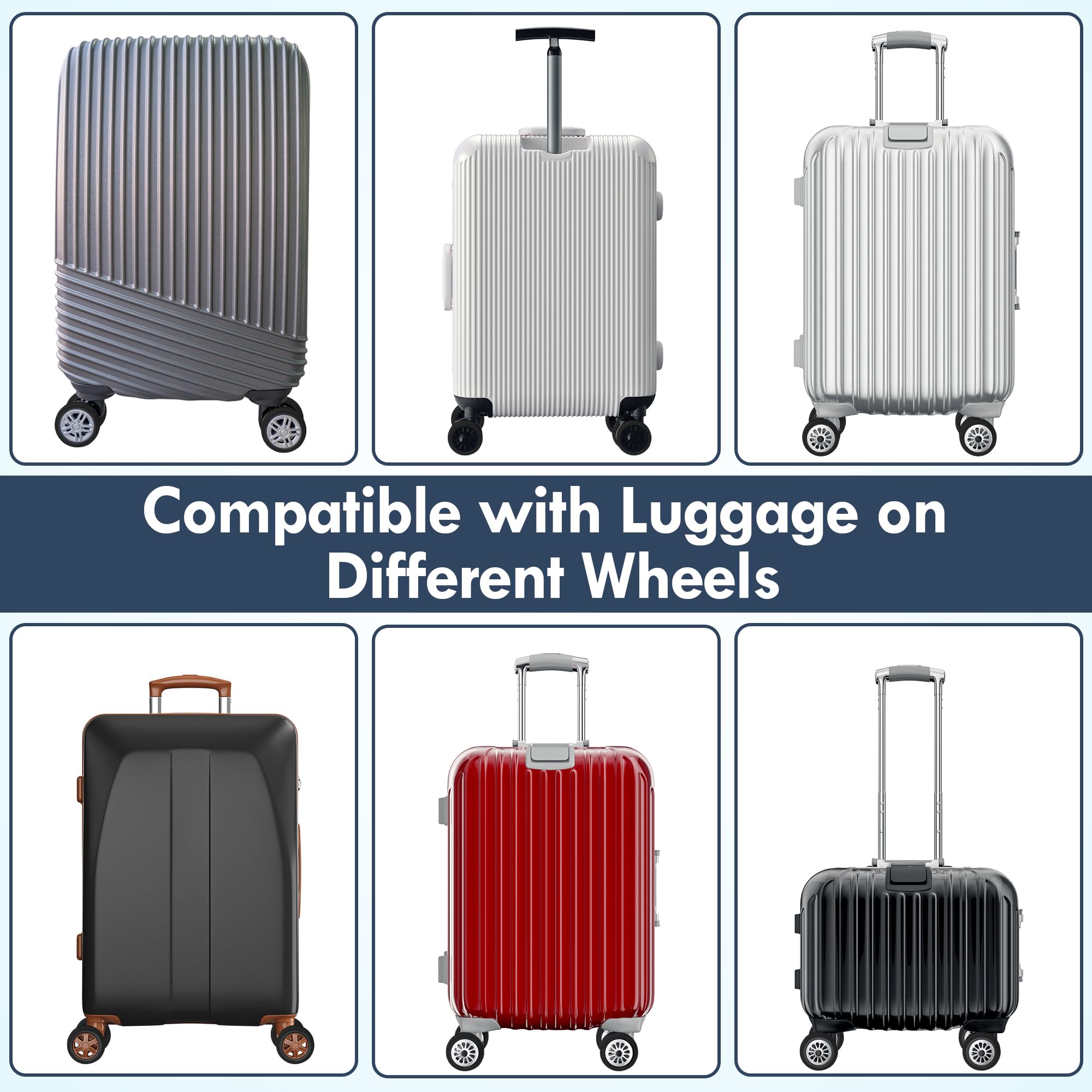 YUBIRD 8-Spinner Wheels Suitcase Cover, Silicone Luggage Protector, Black