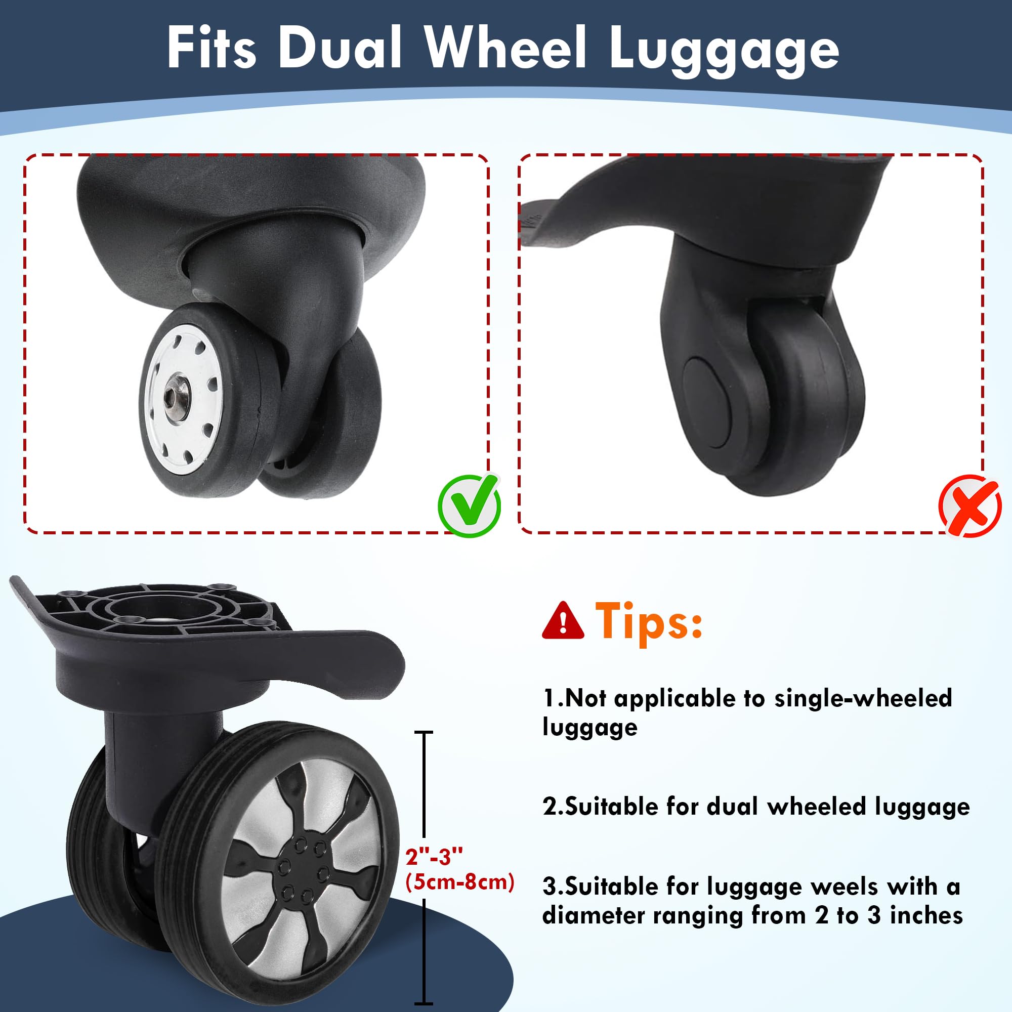 YUBIRD 8-Spinner Wheels Suitcase Cover, Silicone Luggage Protector, Black