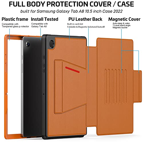 Tablet PC Case Magnetic Smart Cover Case Compatible with Samsung Galaxy Tab A8 10.5-Inch 2021/2022 (SM-X200/X205), Shockproof Protective Case with Auto Sleep/Wake PU Leather Case, Multi-angle Stand Ta