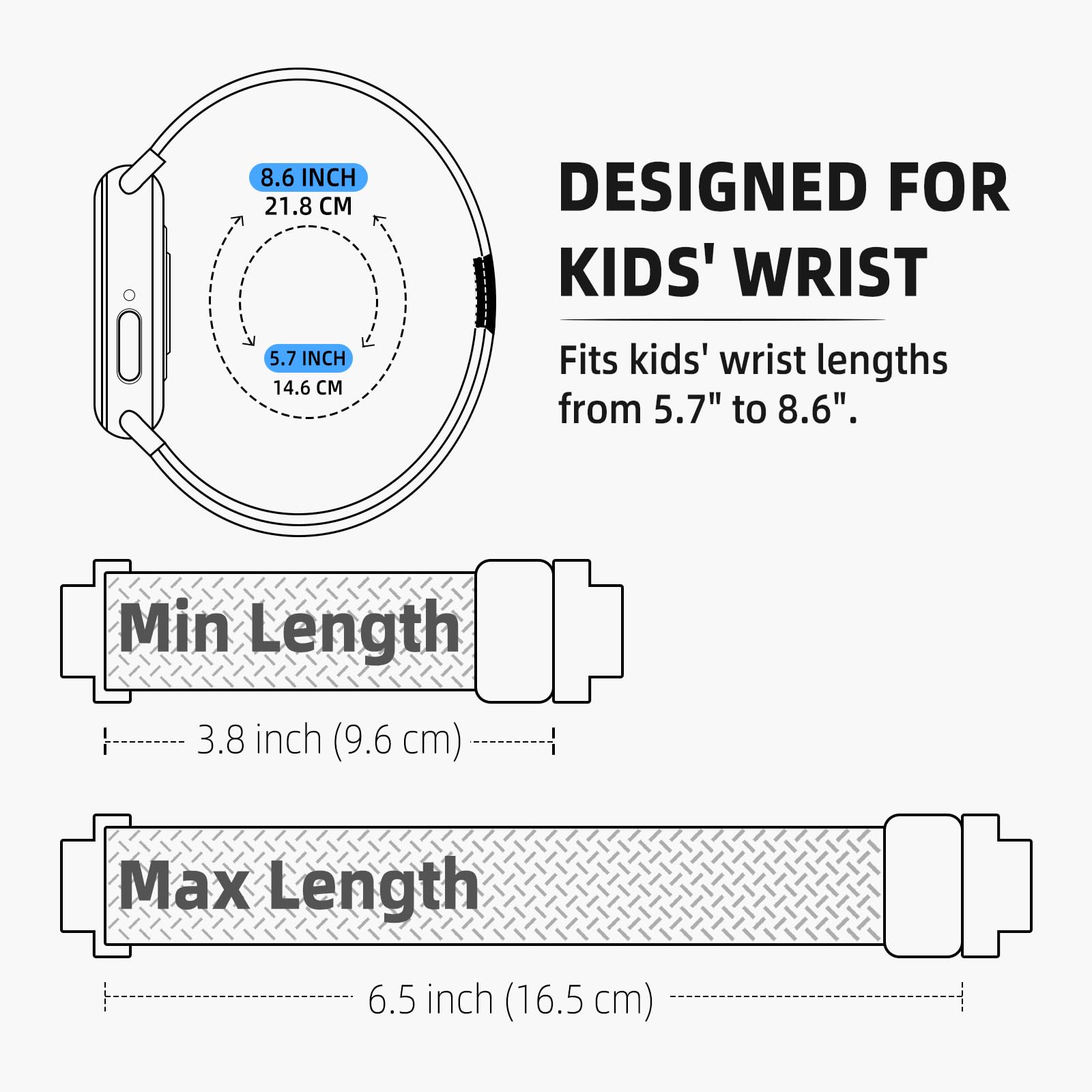 SimpleThings Braided Band Compatible with Cosmo JrTrack 3/Cosmo JrTrack 2 SE/Cosmo JrTrack 2/Cosmo JrTrack Smartwatch, 2Pack Stretchy Nylon Strap with Snap-on Clasp