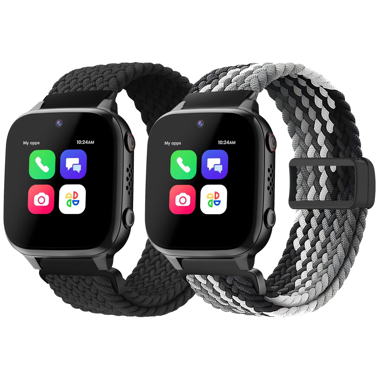 SimpleThings Braided Band Compatible with Cosmo JrTrack 3/Cosmo JrTrack 2 SE/Cosmo JrTrack 2/Cosmo JrTrack Smartwatch, 2Pack Stretchy Nylon Strap with Snap-on Clasp