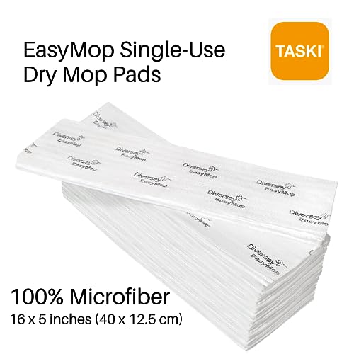 TASKI D1232213 EasyMop Single Use Microfiber Mop Pads, Disposable Cloth Pads, 16-inches (40cm) x 5-inches Wide (12.5cm), 500-Pack