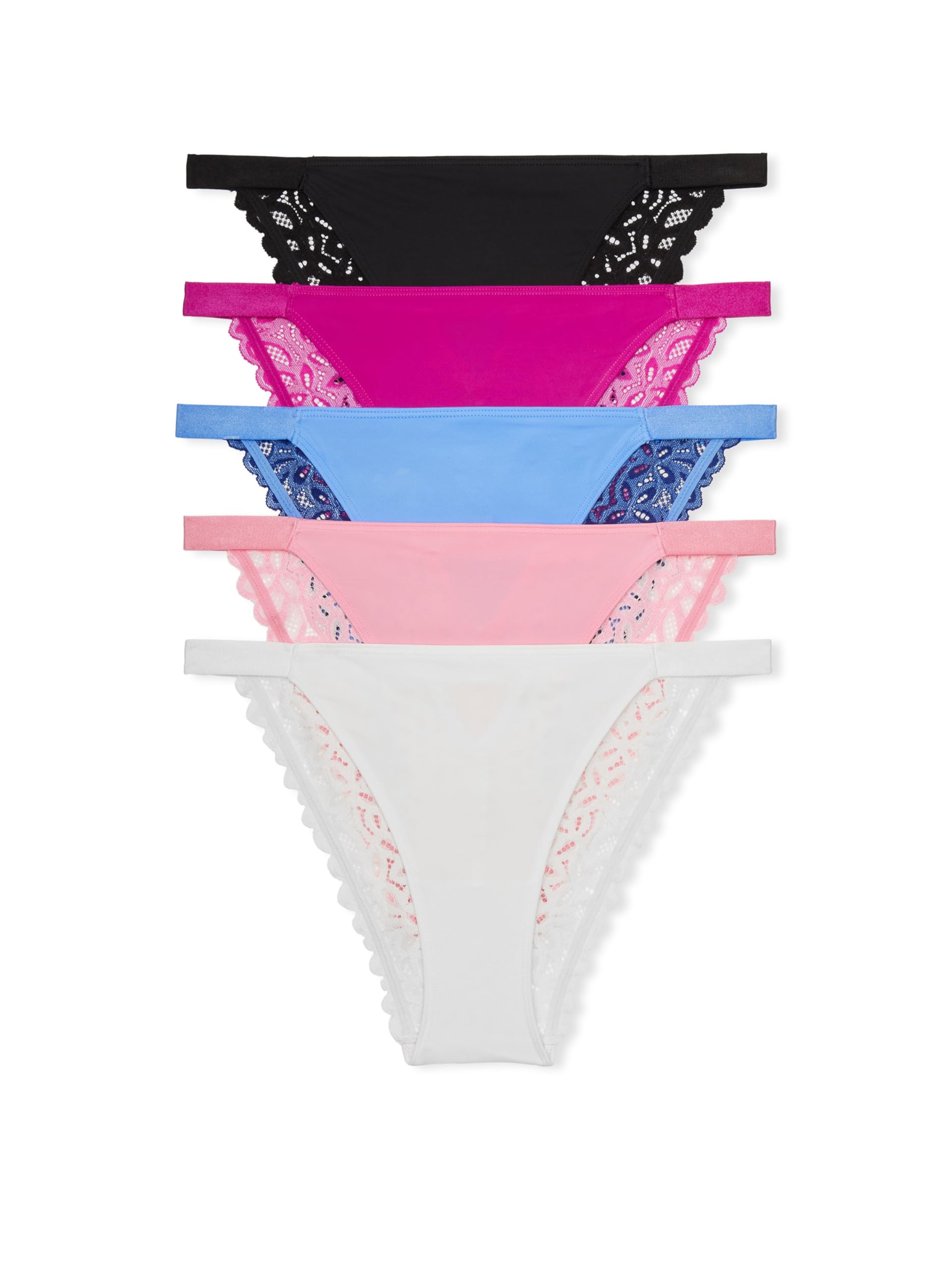 Victoria's Secret Bikini Underwear for Women, Lace Fabric, 5 Pack, Multi (XL)