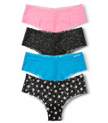 Victoria's Secret PINK Women's No Show Cheekster Underwear, Panties for Women, Lacie, (L)