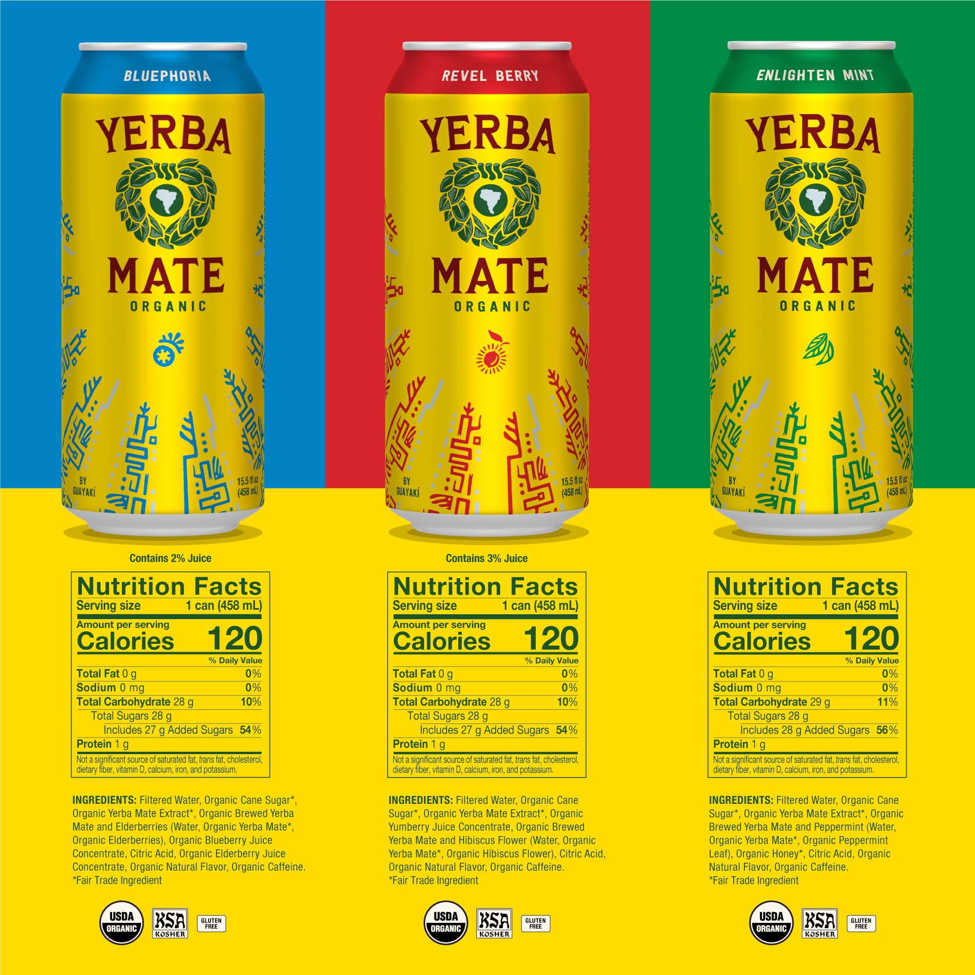 Guayakí Yerba Mate, Organic Energy Drink Alternative, Variety Pack, 150mg Natural Plant Based Caffeine, Better for You Energy & Focus, No Jitters or Crash, 15.5 Oz (Pack of 12) (Packaging May Vary)