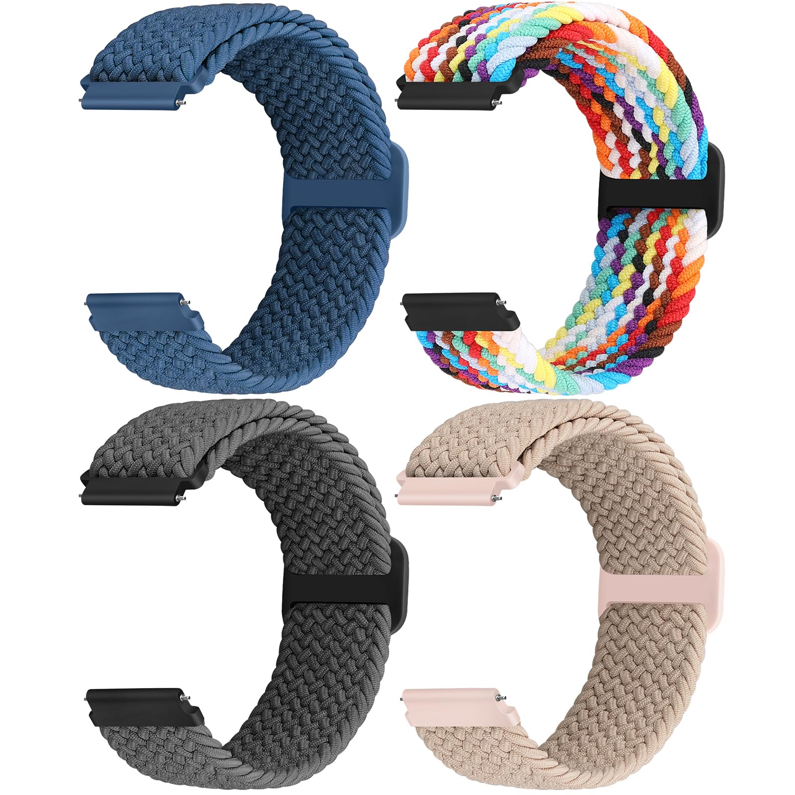22mm Braided Solo Loop Band Quick Release Compatible with Samsung Galaxy Watch 3 45mm/Galaxy Watch 46mm/Gear S3 Frontier/Classic/Garmin Venu 3/Venu 2/Vivoactive 4/Fossil Gen 6 44mm Bands Women Men