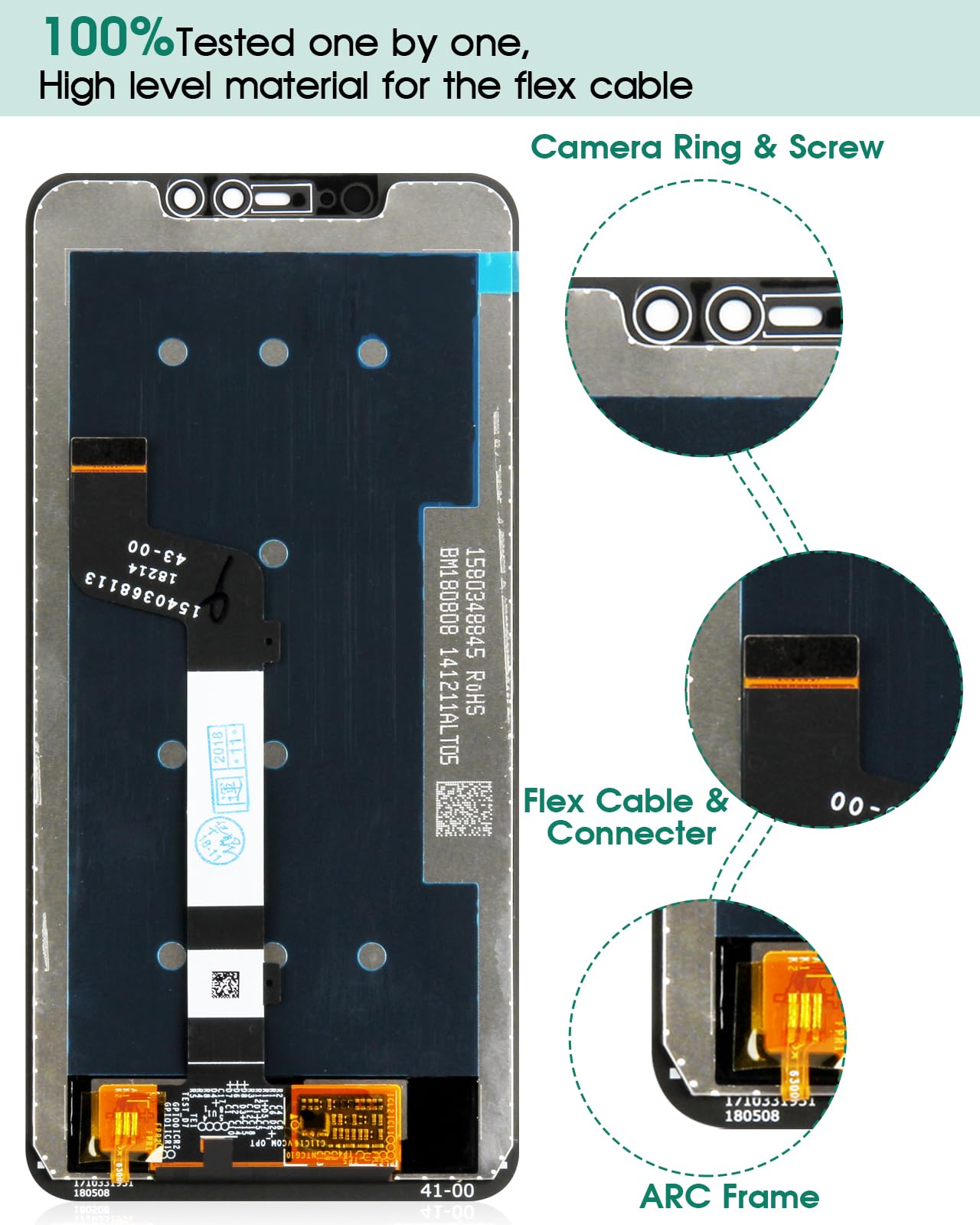 for Xiaomi Redmi Note 6 Pro Screen Replacement for Redmi Note 6 Pro LCD Display Kits for Redmi Note 6 Pro Touch Screen Digitizer Assembly Replacement Black
