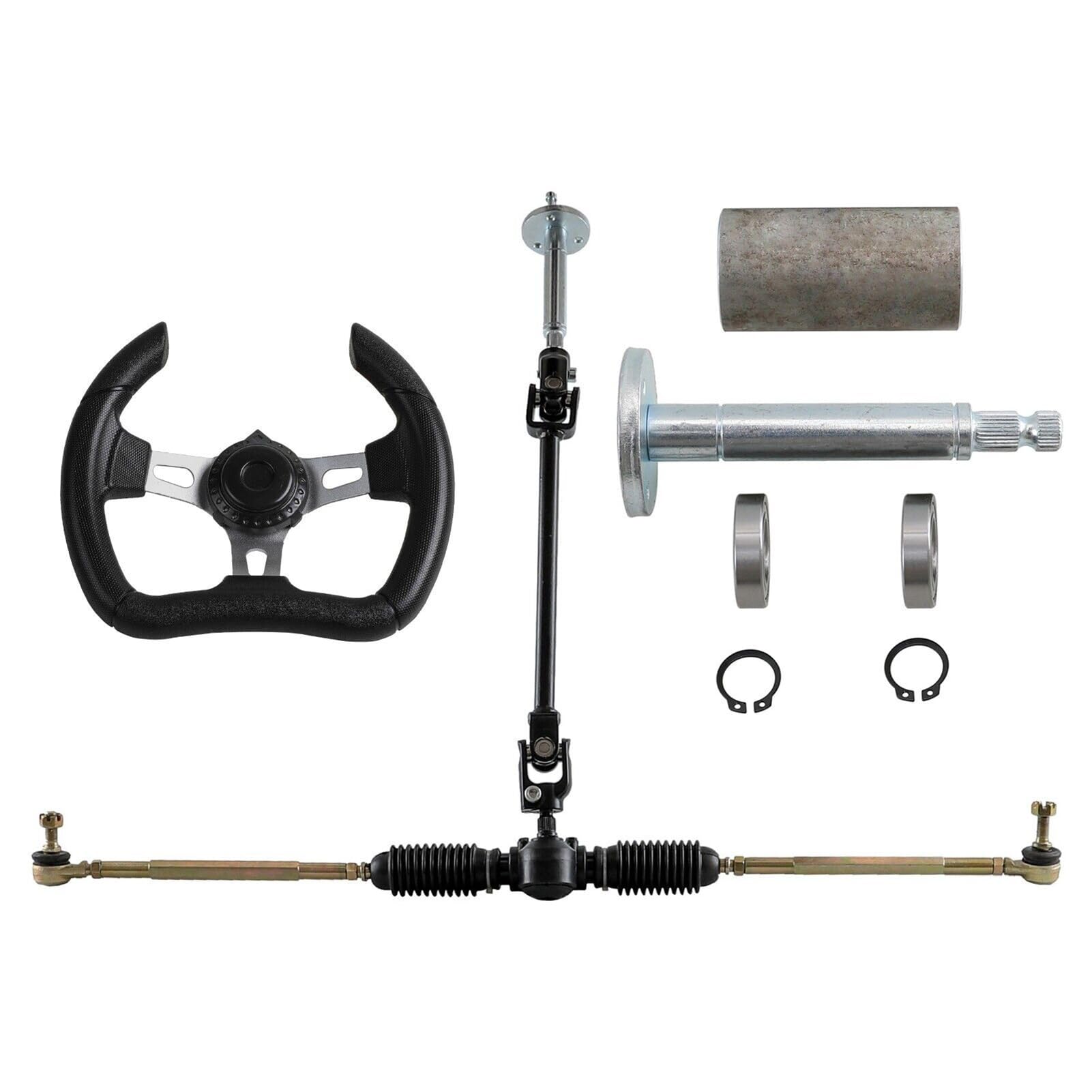 91.SCS 𝐒𝐭𝐞𝐞𝐫𝐢𝐧𝐠 𝐒𝐡𝐚𝐟𝐭 Wheel Assembly Tie Rod Rack Shaft Kit Fit Go Kart Drift Trike ATV Buggy