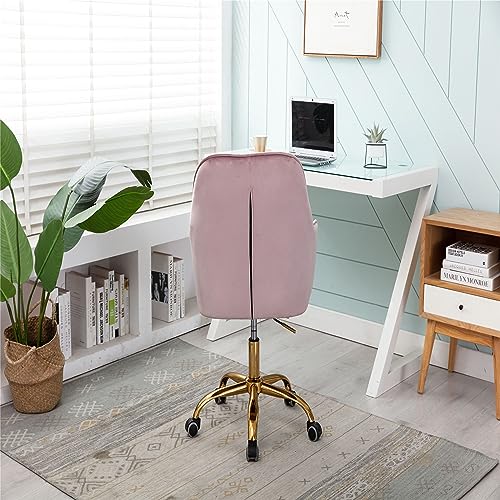 Velvet Swivel Shell Chair for Living Room,Office Chair, Modern Leisure Arm Chair Pink