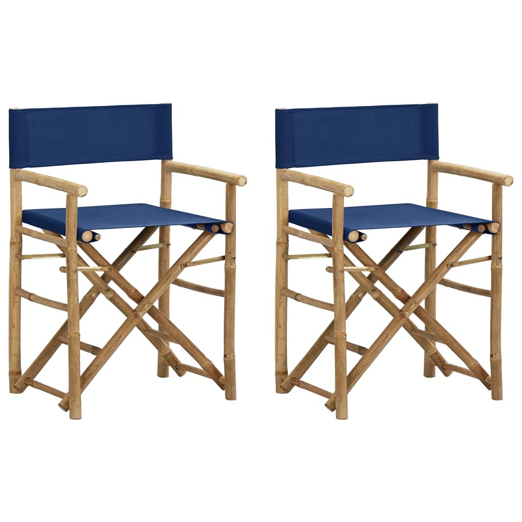 NusGear Folding Director's Chairs 2 pcs Blue Bamboo and Fabric-14473
