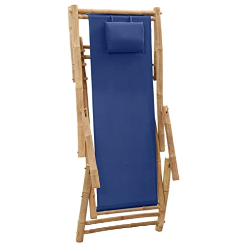 NusGear Deck Chair Bamboo and Canvas Navy Blue-7489