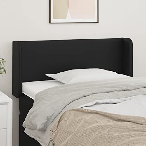 NusGear Headboard with Ears Black 40.6"x6.3"x30.7"/34.6" Faux Leather-2779