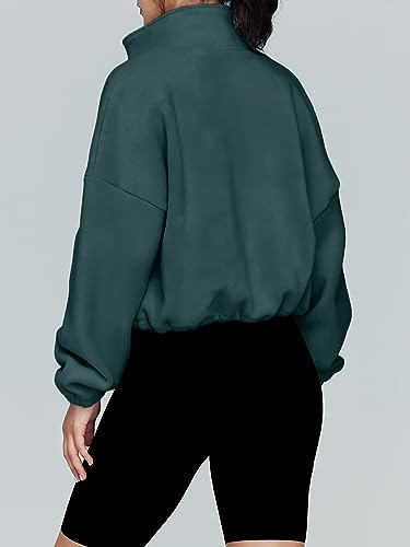 AUTOMET Womens Fleece Jackets Zip Up Oversized Sweatshirts Winter Clothes Long Sleeve Crop Sherpa Fall Outfits Fashion Green S