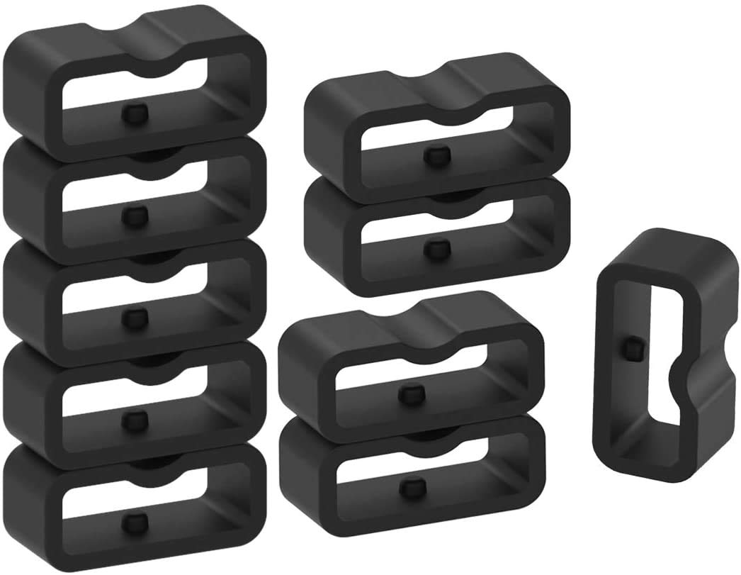 FitTurn Band Keeper Strap Loop Fastener Rings Compatible with BIGGERFIVE Vigor 2 L Fitness Tracker Watch Bands -Black (6 of Pack) Rubber Replacement Loop Rings