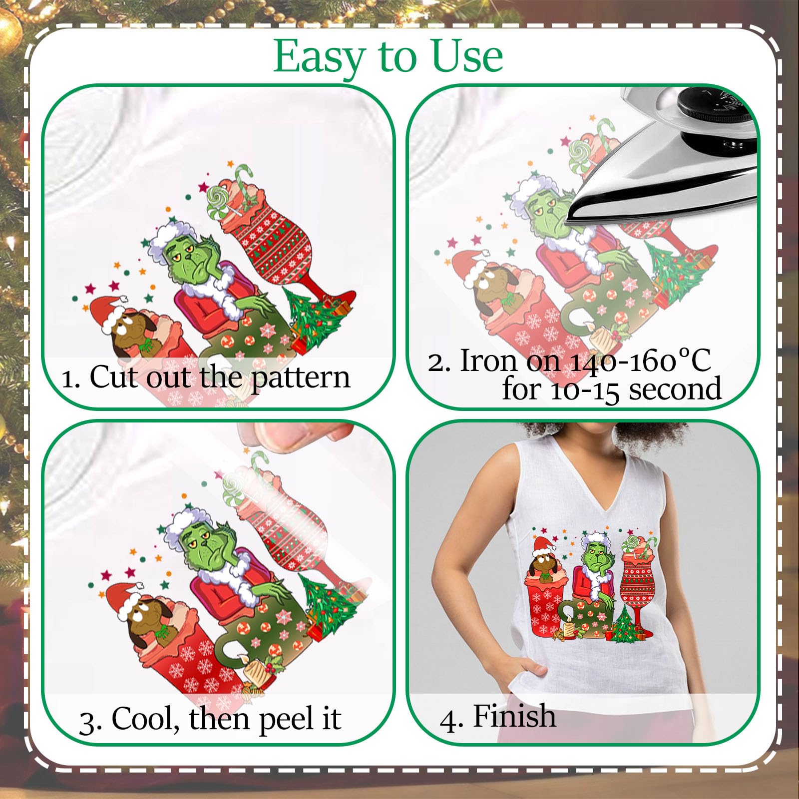 ArtCentury 6PCS Christmas Iron on Transfers, Iron on Decals for T Shirts Iron on Transfers Dtf Transfers Ready to Press Heat Transfer Designs Screen Print Transfers Ready to Press Iron on Shirt Decals