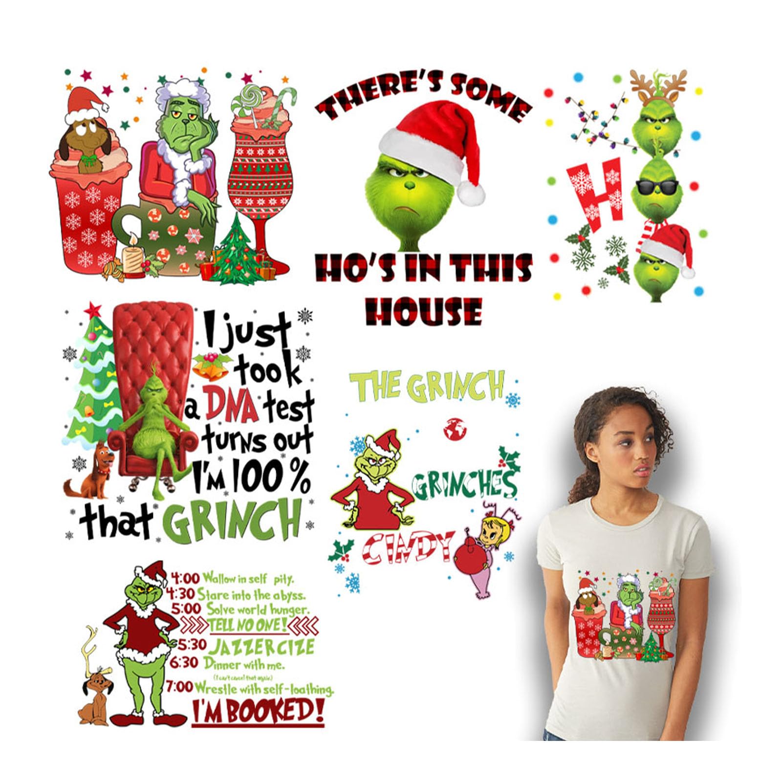 ArtCentury 6PCS Christmas Iron on Transfers, Iron on Decals for T Shirts Iron on Transfers Dtf Transfers Ready to Press Heat Transfer Designs Screen Print Transfers Ready to Press Iron on Shirt Decals