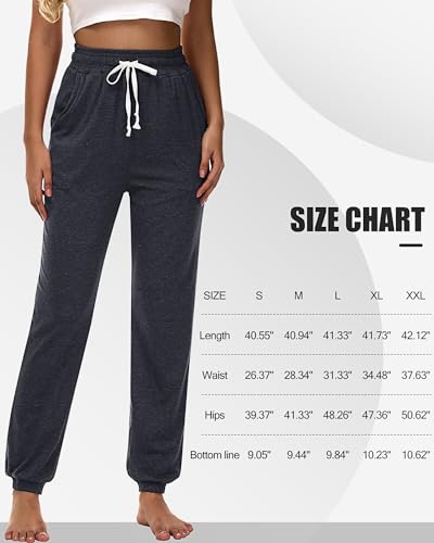 Ficerd 3 Pcs Women's Joggers Pants Casual Soft Sweatpants Lounge Pants High Waisted Athletic Joggers with Pockets (Black, Dark Gray, Pink,Small)