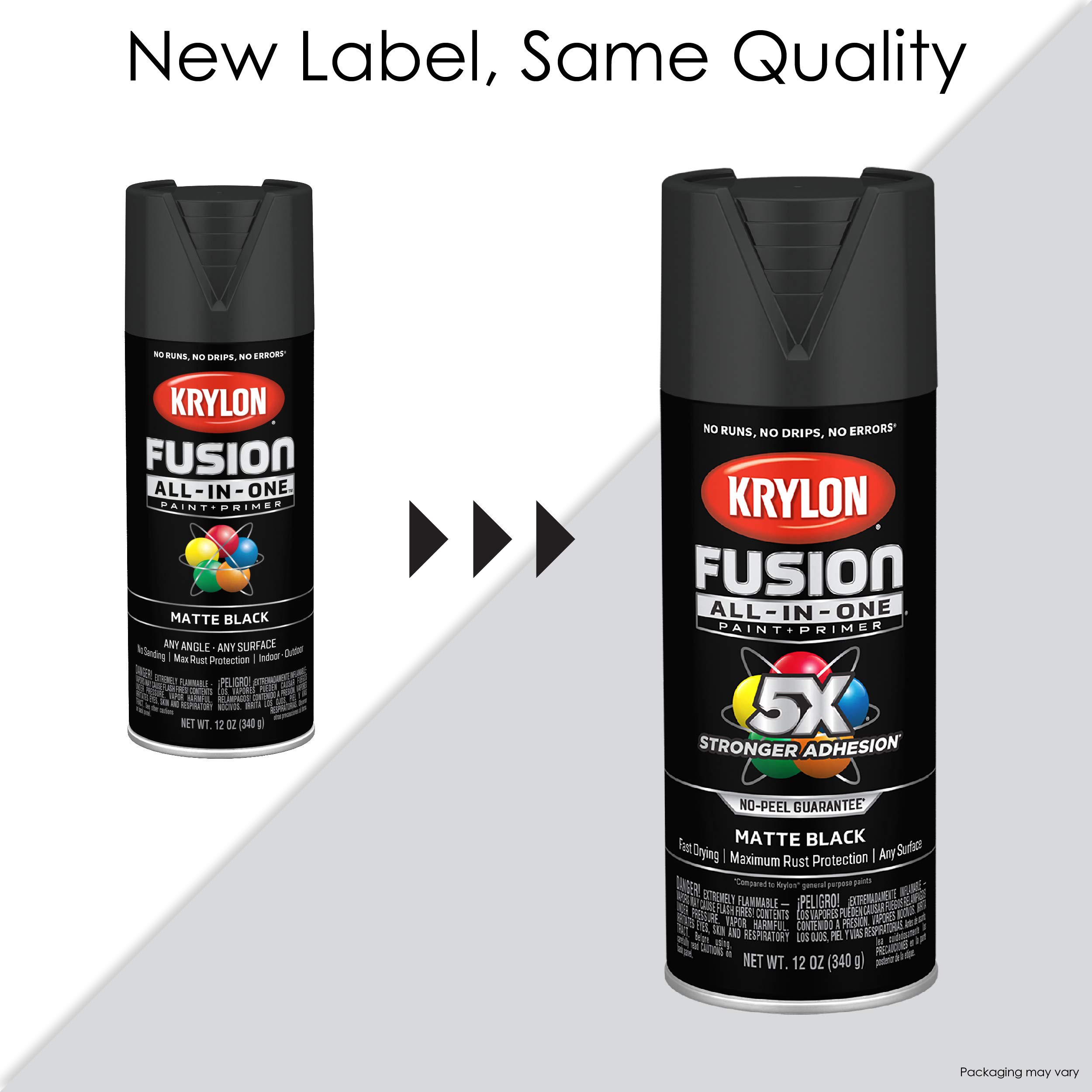 Krylon K02702007 Fusion All-In-One Spray Paint for Indoor/Outdoor Use, Gloss Black, 12 Ounce (Pack of 2)