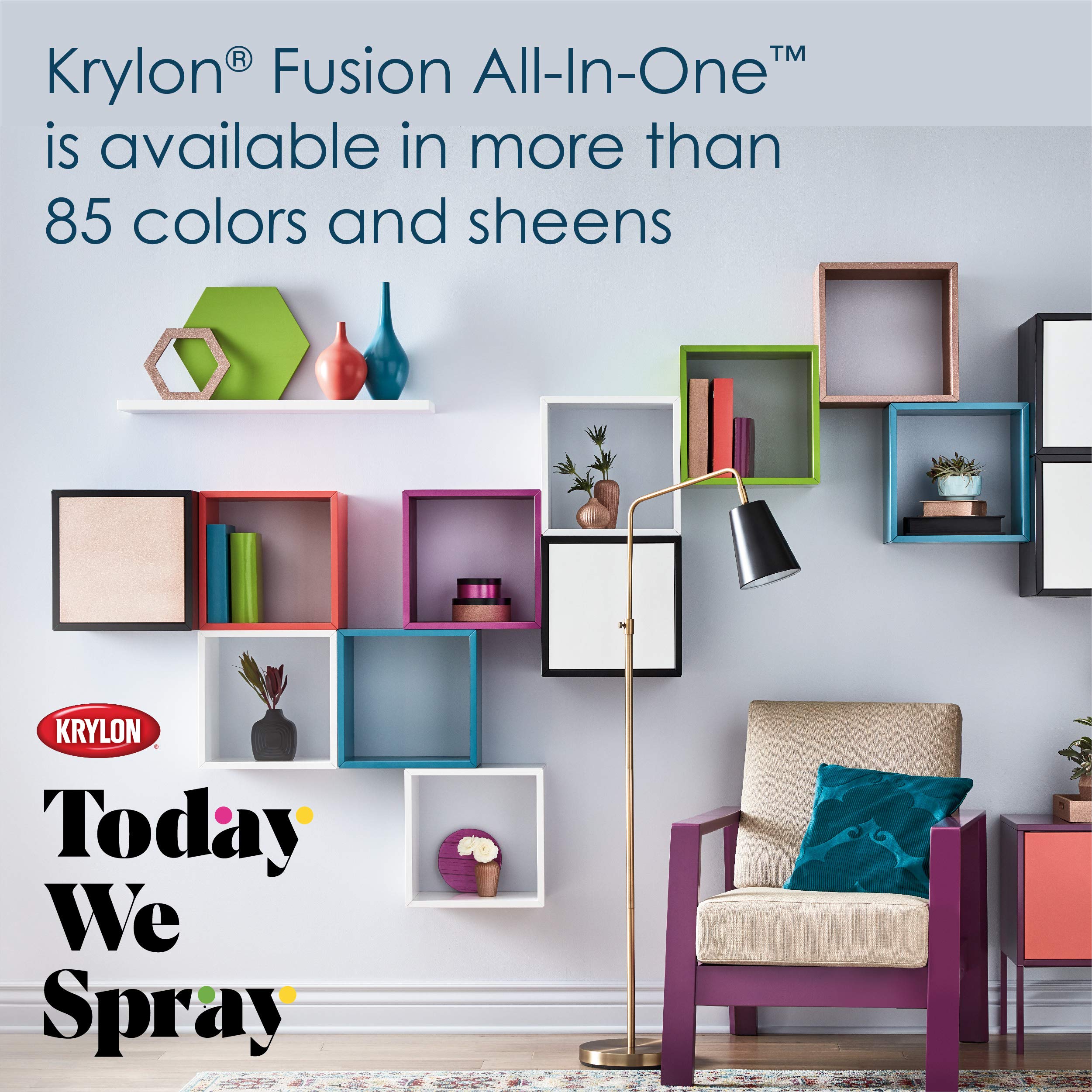 Krylon K02702007 Fusion All-In-One Spray Paint for Indoor/Outdoor Use, Gloss Black, 12 Ounce (Pack of 2)