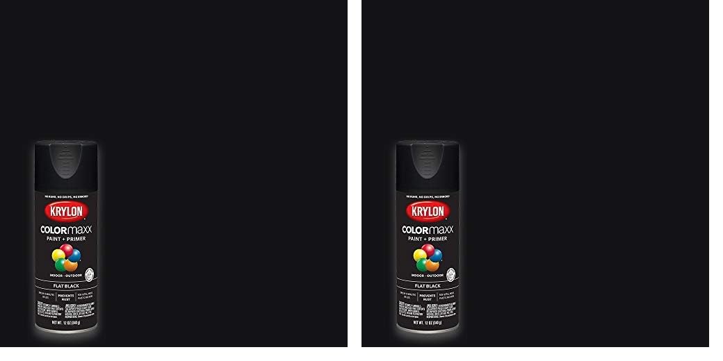 Krylon K05546007 COLORmaxx Spray Paint and Primer for Indoor/Outdoor Use, Flat Black, 12 Ounce (Pack of 2)