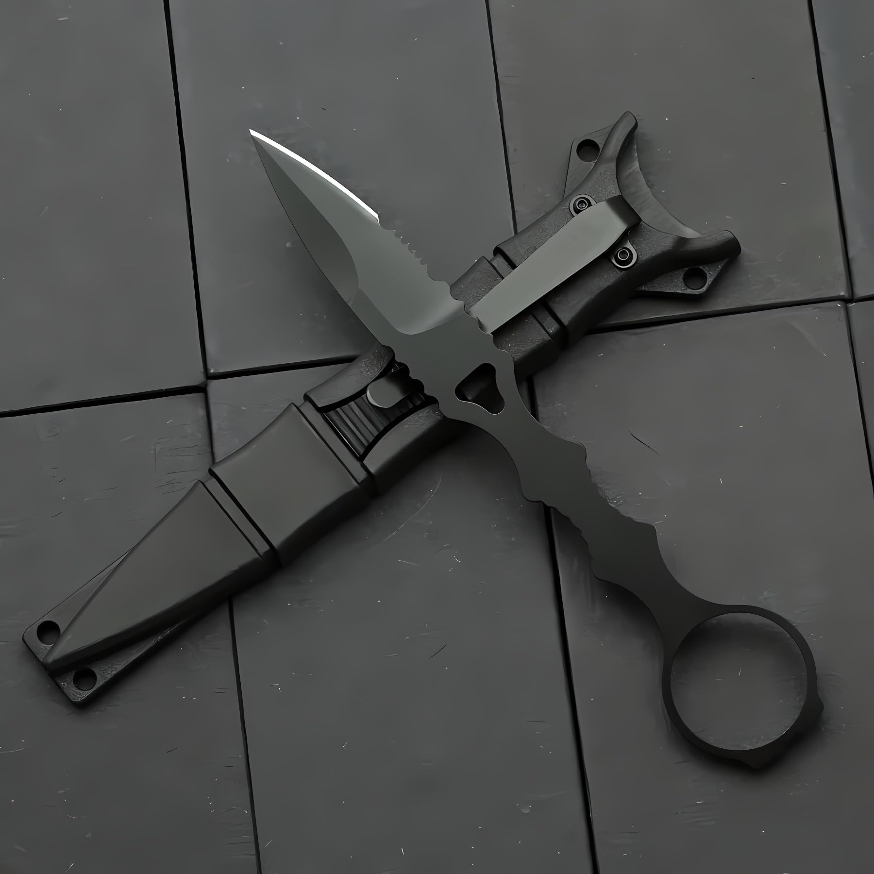 Portable Knife 6.7 Inch 440C Fixed Blade Outdoor Camping Portable Straight Knife With Kydex Sheath The Knife Comes In Black And White (Black)